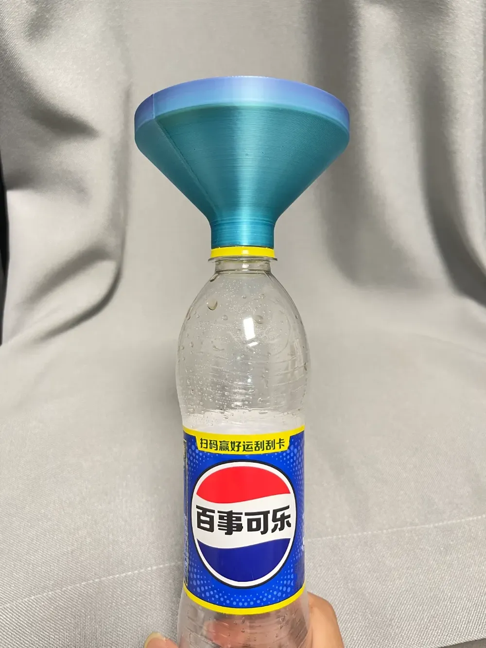 Cola bottle funnel, a funnel that can be screwed onto a cola bottle by ...