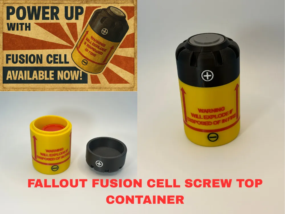 Fallout‑Inspired Fusion Cell Screw‑Top Container - Free 3D Print Model ...