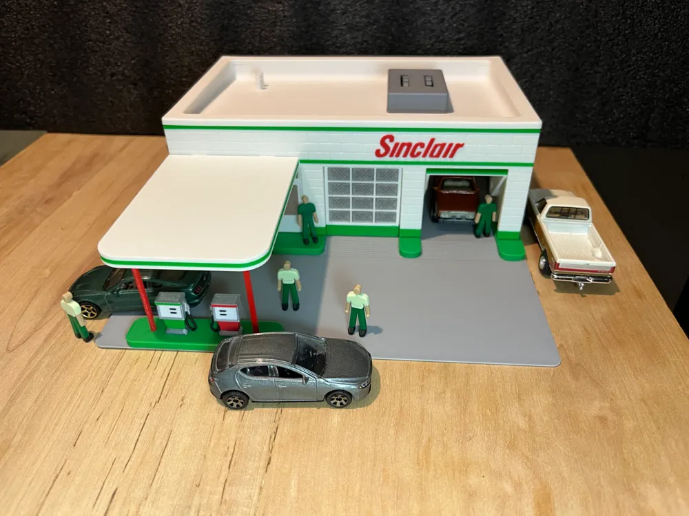 1/64 Scale Vintage Sinclair Service Station by 3dEd - MakerWorld