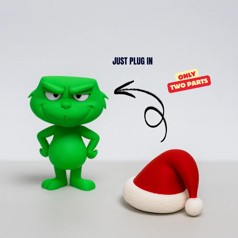 GRINCH CARTOON / 2-PART ASSEMBLY / CHRISTMAS - Free 3D Print Model ...