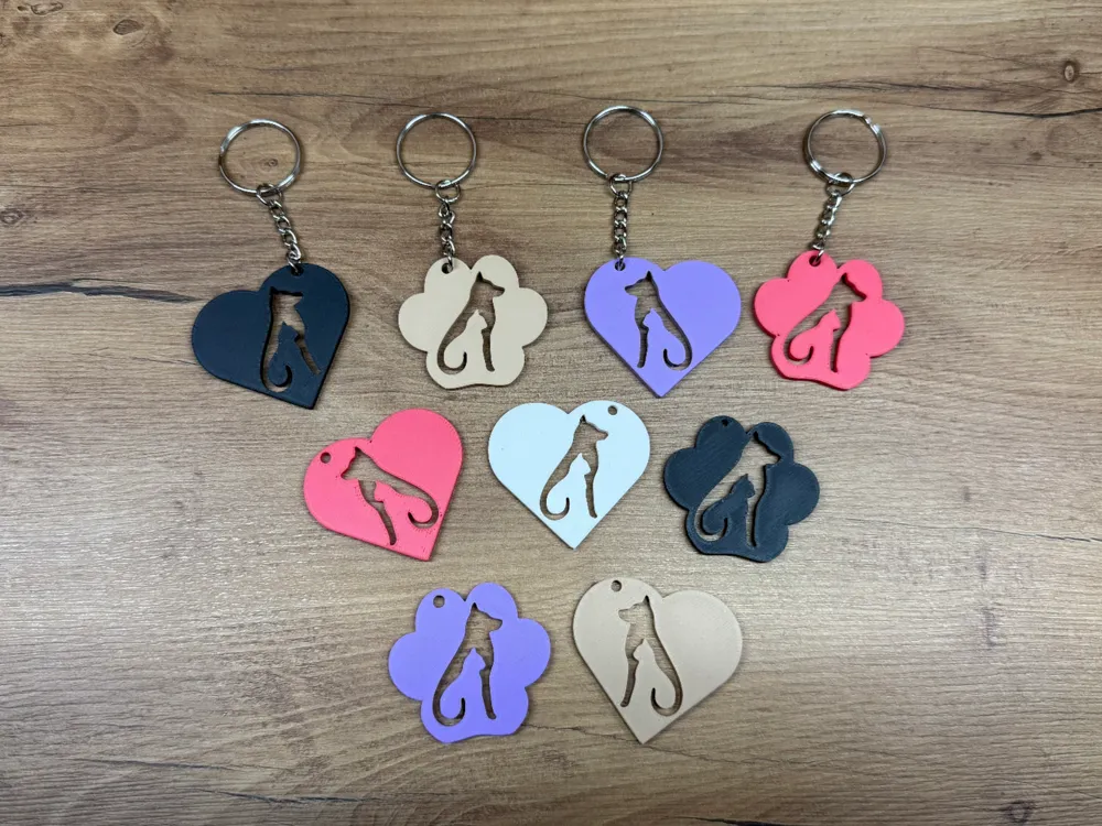 Dog cat keychain by mika - MakerWorld