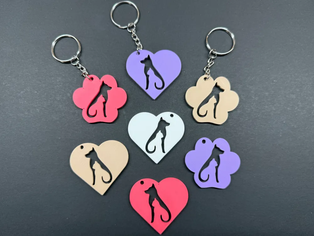 Dog cat keychain - Free 3D Print Model - MakerWorld