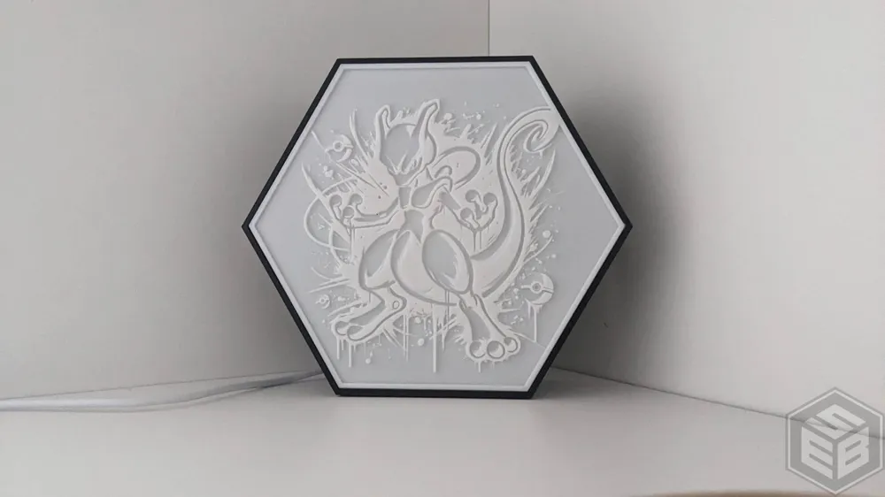 Pokemon Mewtwo Hex lamp Litho by Seb3DMakerWorld: Download Free 3D Models