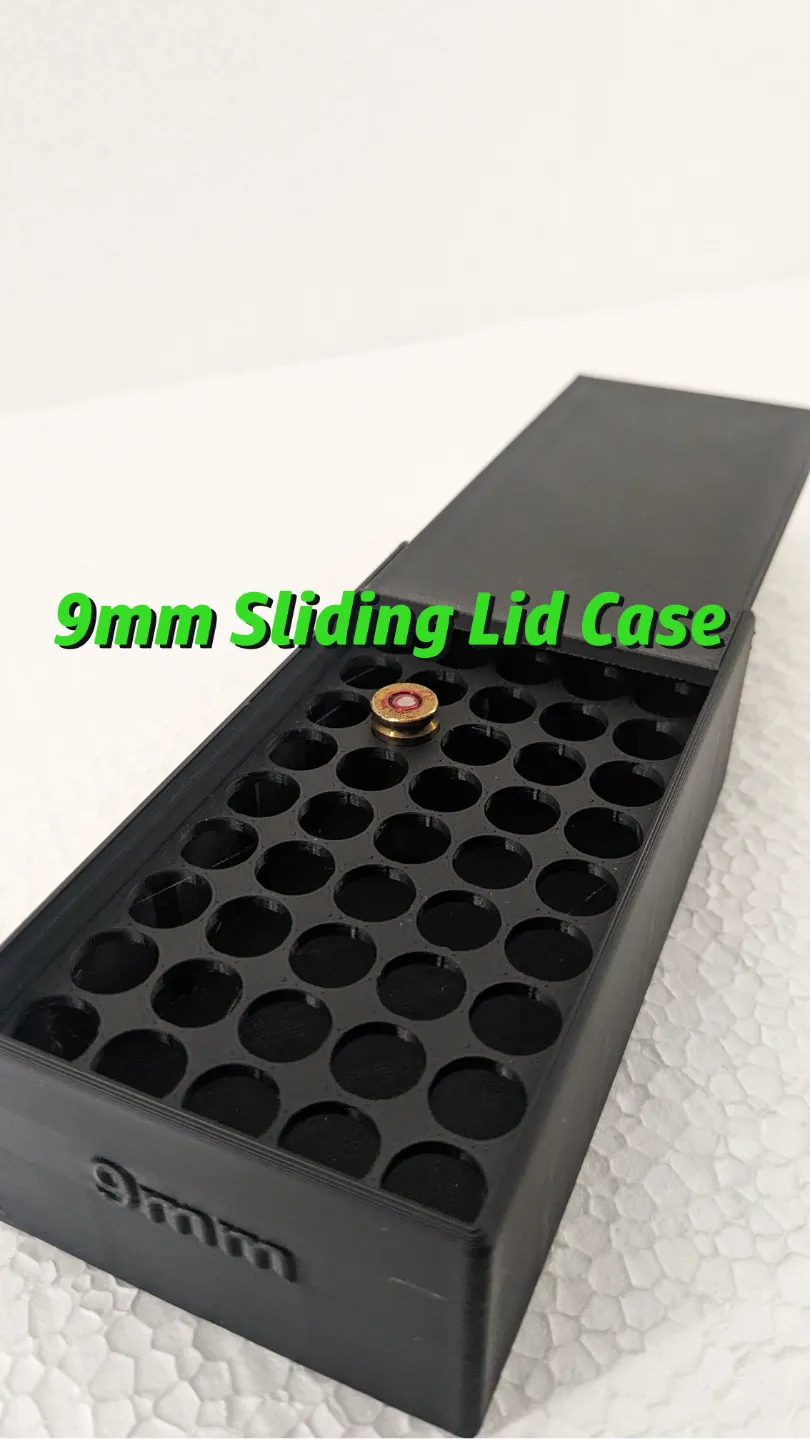 9mm Sliding Lid Ammo Case - 50 Rounds by KiCkiN - MakerWorld