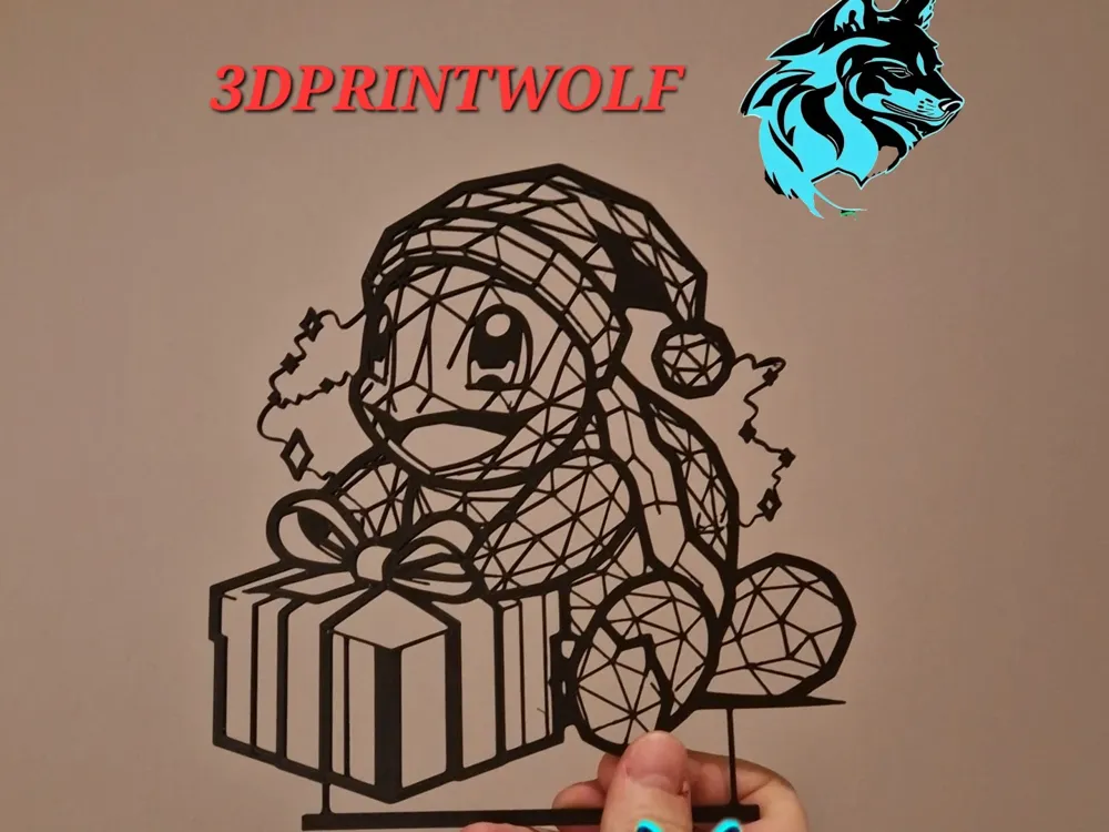Squirtle - Chistmas line art V.1 by 3DPrintWolf - MakerWorld