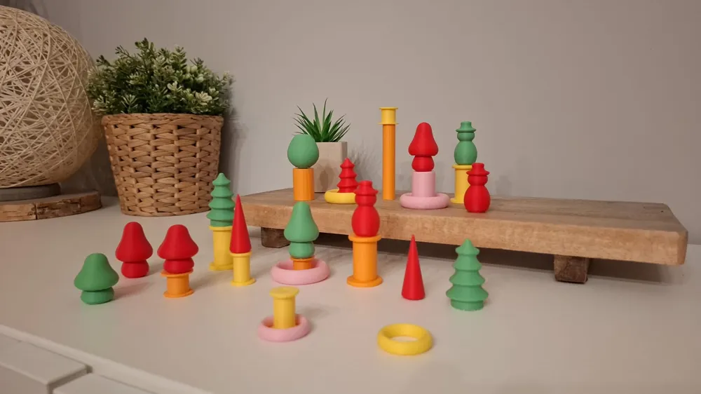 Loose parts open-ended game 18 shapes - Free 3D Print Model - MakerWorld