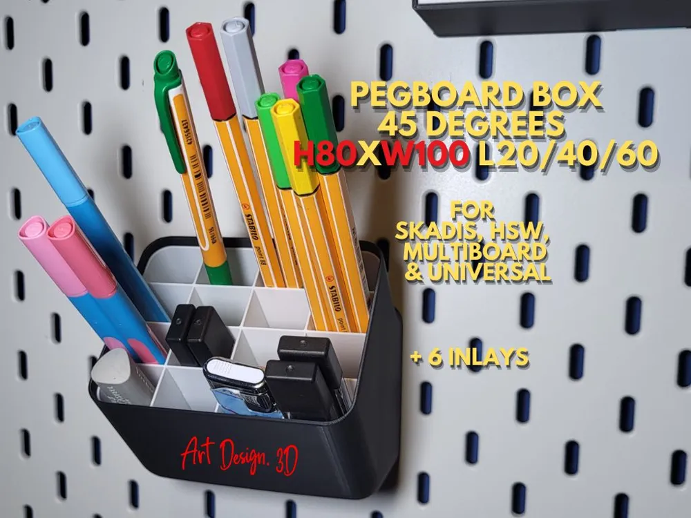 45 degrees Pegboard Box H80xW100 L20-60 by Art Design. 3D - MakerWorld