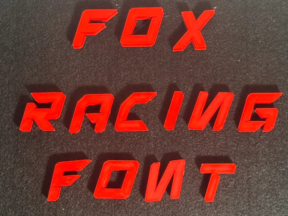 Fox Racing Style Font Letters and Numbers for use - Free 3D Print Model ...