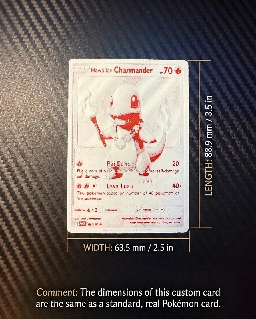 Hawaiian Charmander Pokemon Card - Free 3D Print Model - MakerWorld