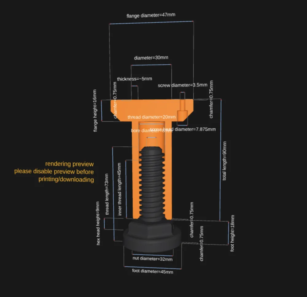Parametric adjustable leg - Free 3D Print Model - MakerWorld