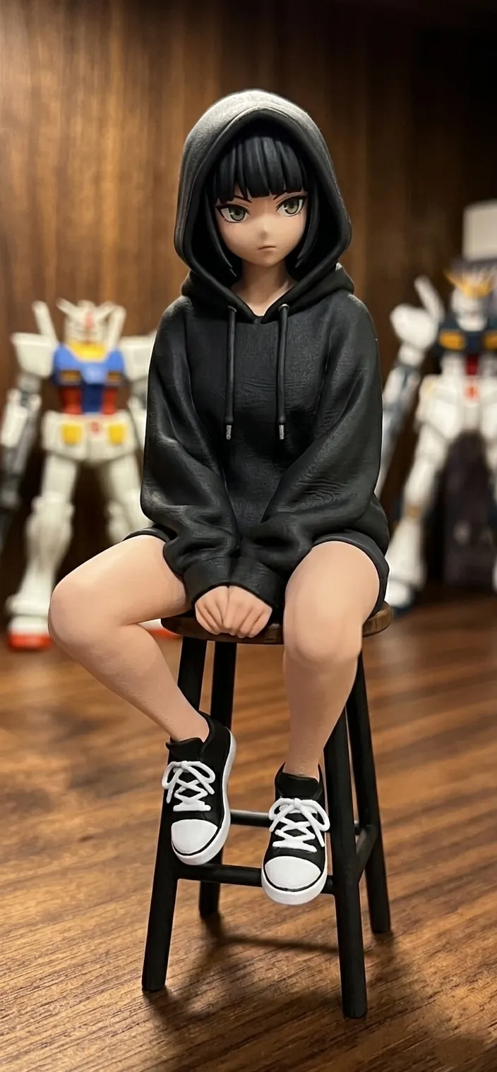Anime Girl in Hoodie Desktop Figurine Shelf Sitter - Free 3D Print ...