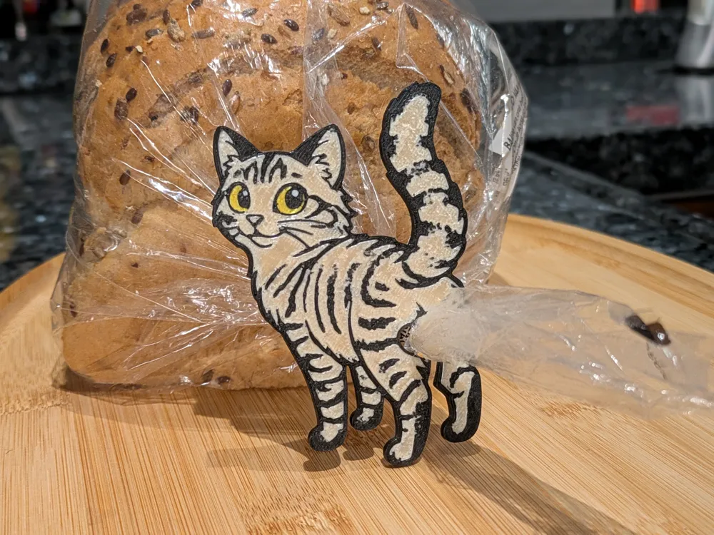 Tabby Cat Bread Bag Clip - Free 3D Print Model - MakerWorld