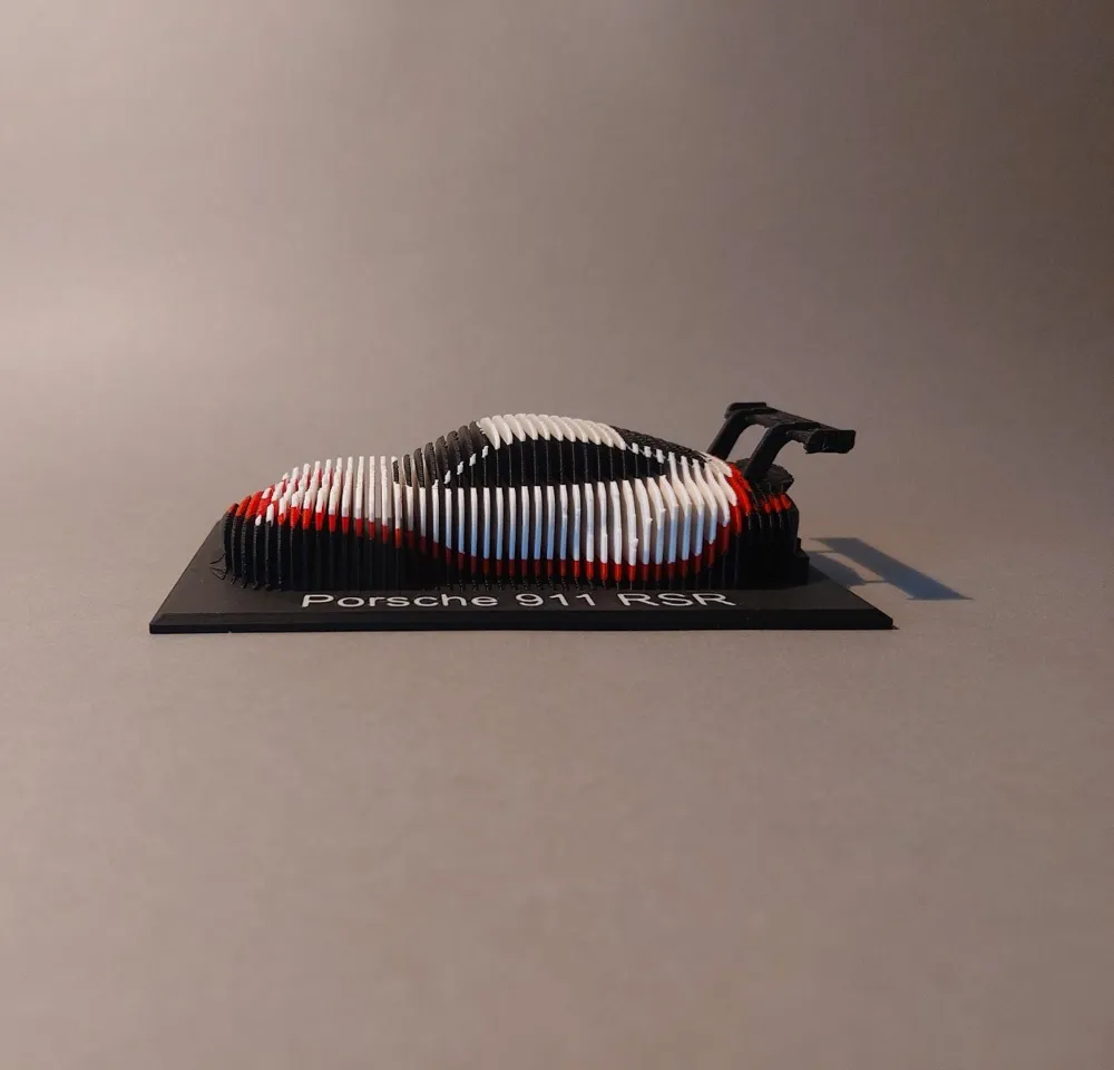 Porsche 911 RSR Layered Sculpture - Free 3D Print Model - MakerWorld