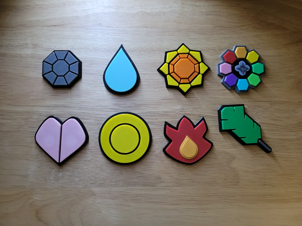 Kanto Gym badges by Nostalgicprints - MakerWorld