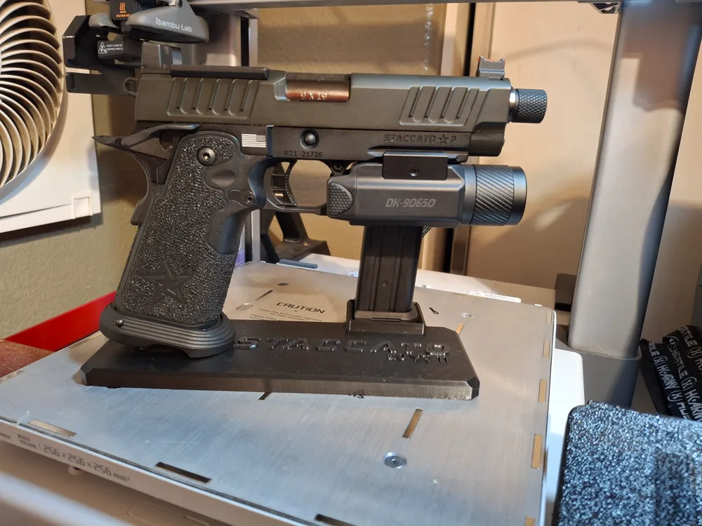 Staccato Pistol Stand - Free 3D Print Model - MakerWorld