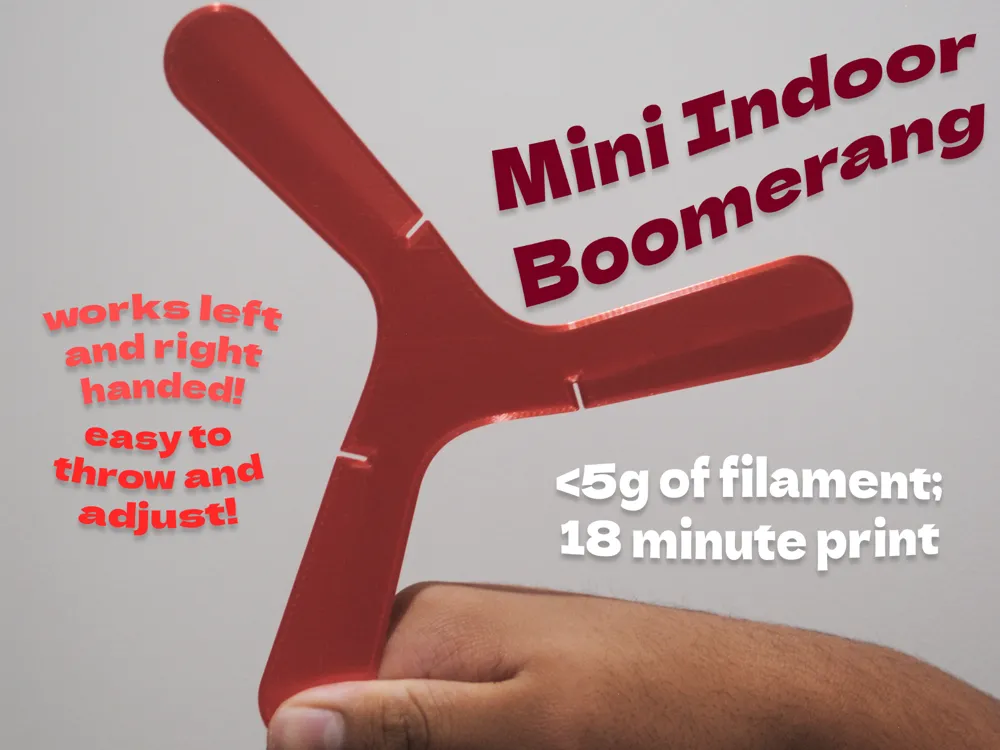 Mini Indoor Boomerang - Fits on A1 mini - Free 3D Print Model - MakerWorld