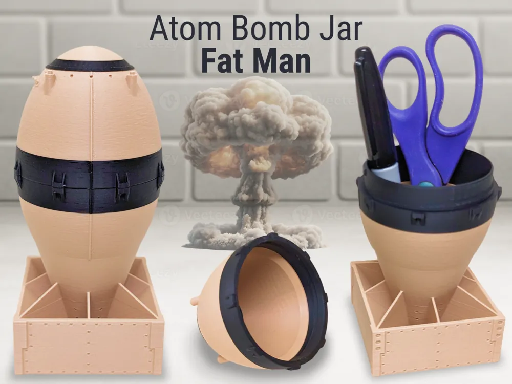 Atomic Bomb Jar | Fat Man | Easy Screw-On Top by Rexi Labs MakerWorld ...