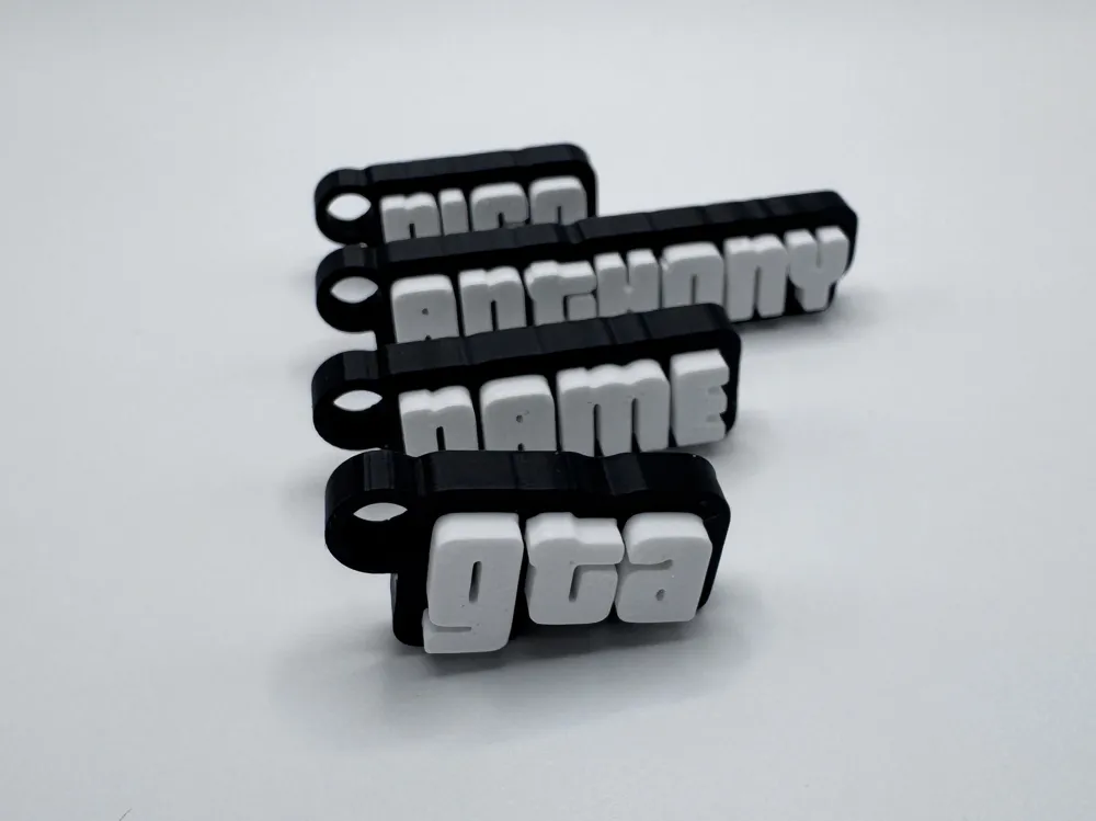 Fully Customizable GTA Font Keychain or Name Tag - Free 3D Print Model ...