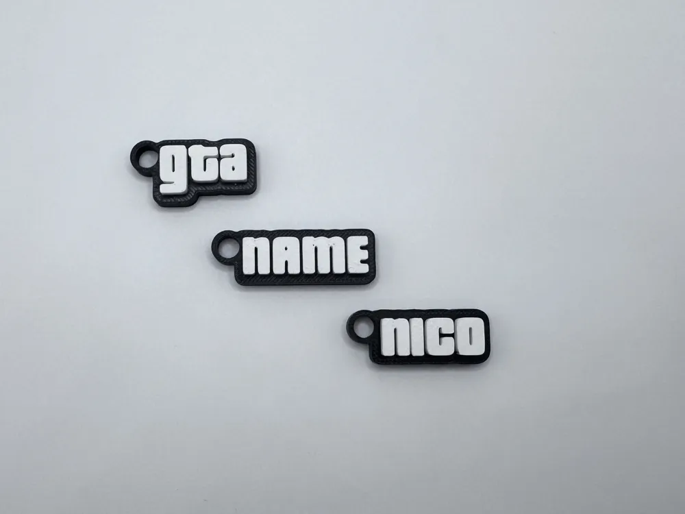 Fully Customizable GTA Font Keychain or Name Tag - Free 3D Print Model ...