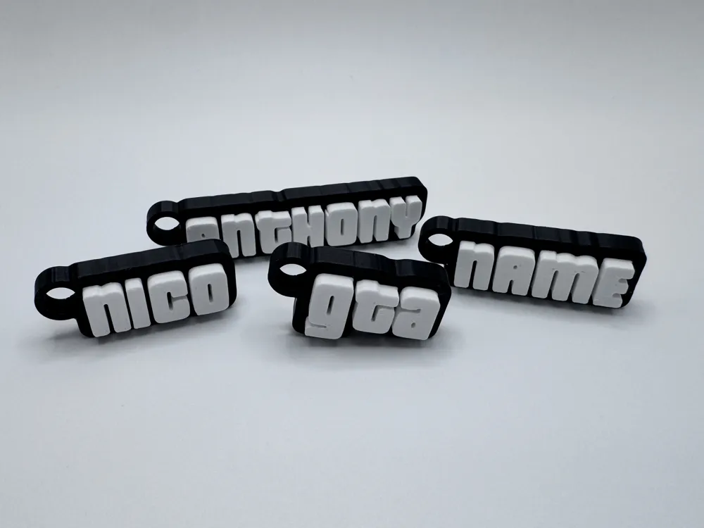 Fully Customizable GTA Font Keychain or Name Tag - Free 3D Print Model ...