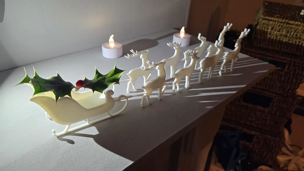 Reindeer and Sleigh Christmas Decoration V2 by kevr102 - MakerWorld