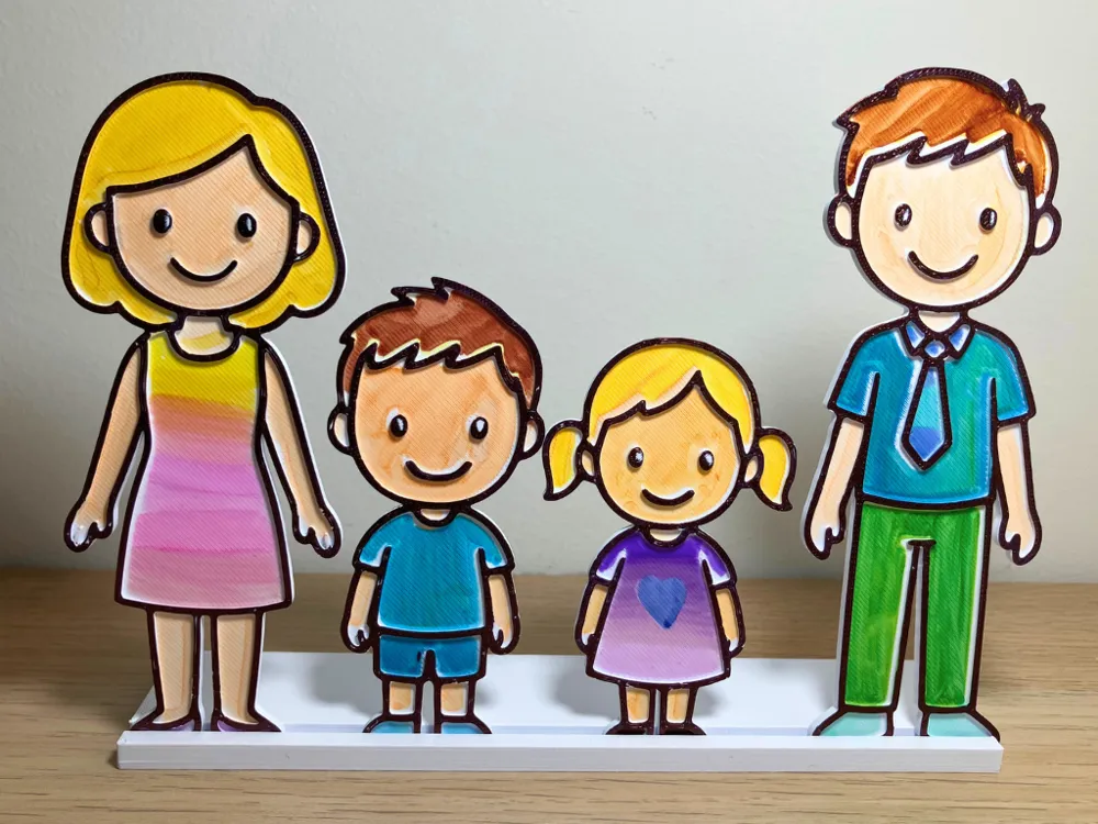 Family Display Stands – 3 Sizes for Colouring sets by A*i*m*e*e* MakerWorld: Download Free 3D Models