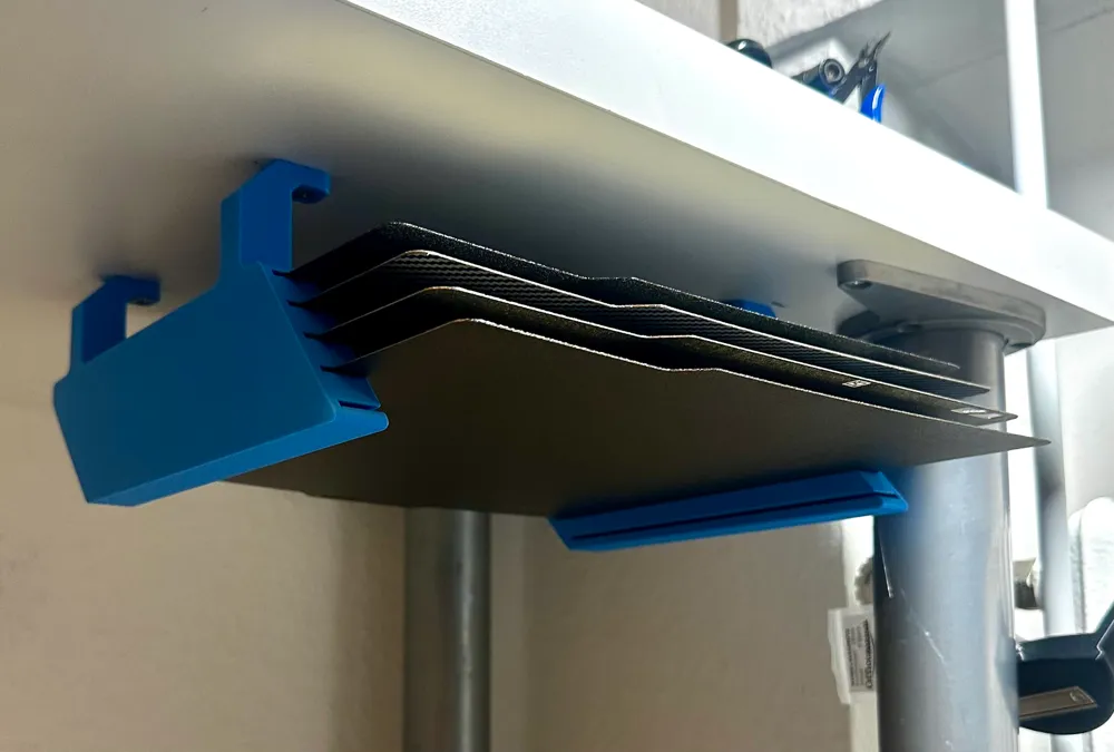 Under-desk plate holder with drilling template by Tekk3D - MakerWorld