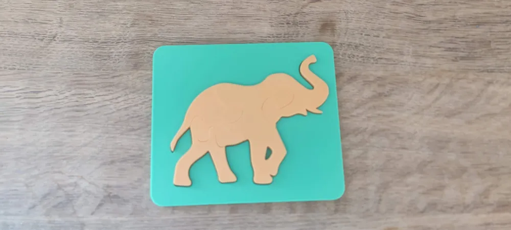 Elephant silhouette puzzle - Free 3D Print Model - MakerWorld