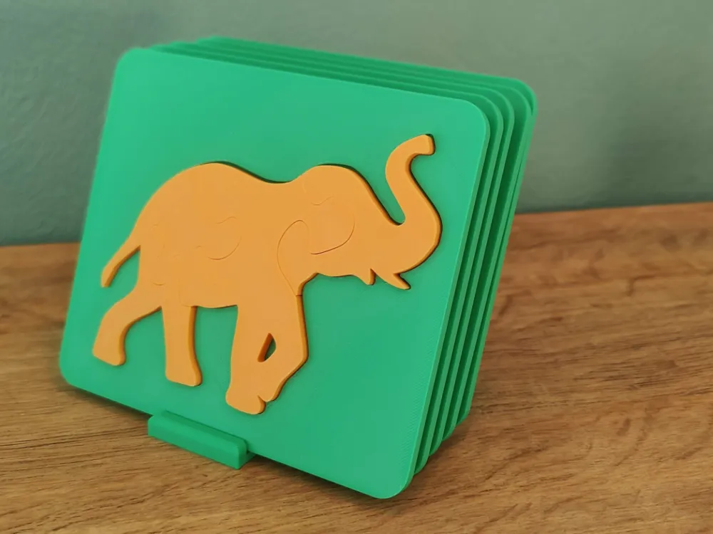 Elephant silhouette puzzle - Free 3D Print Model - MakerWorld
