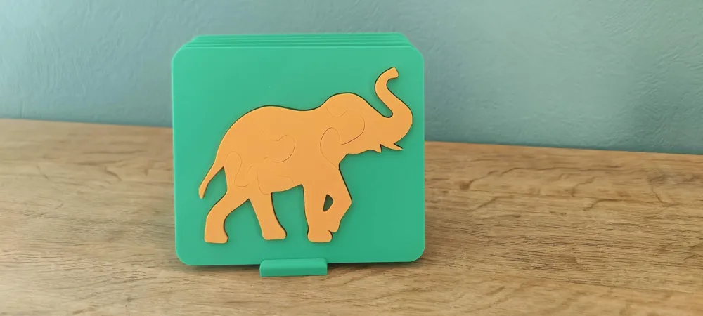 Elephant silhouette puzzle - Free 3D Print Model - MakerWorld