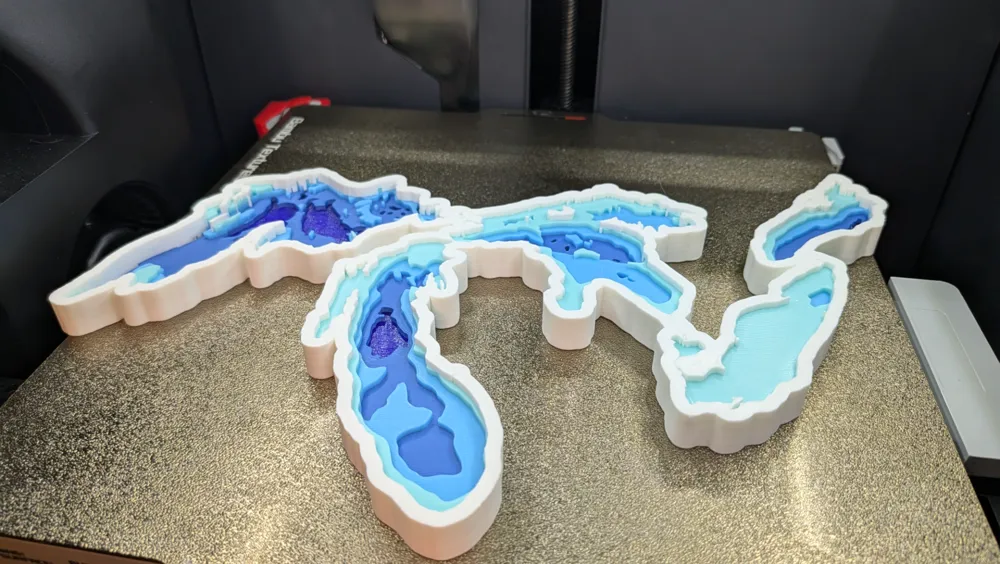 Great Lakes Depth Map by RedMuseDesigns MakerWorld: Download Free 3D Models