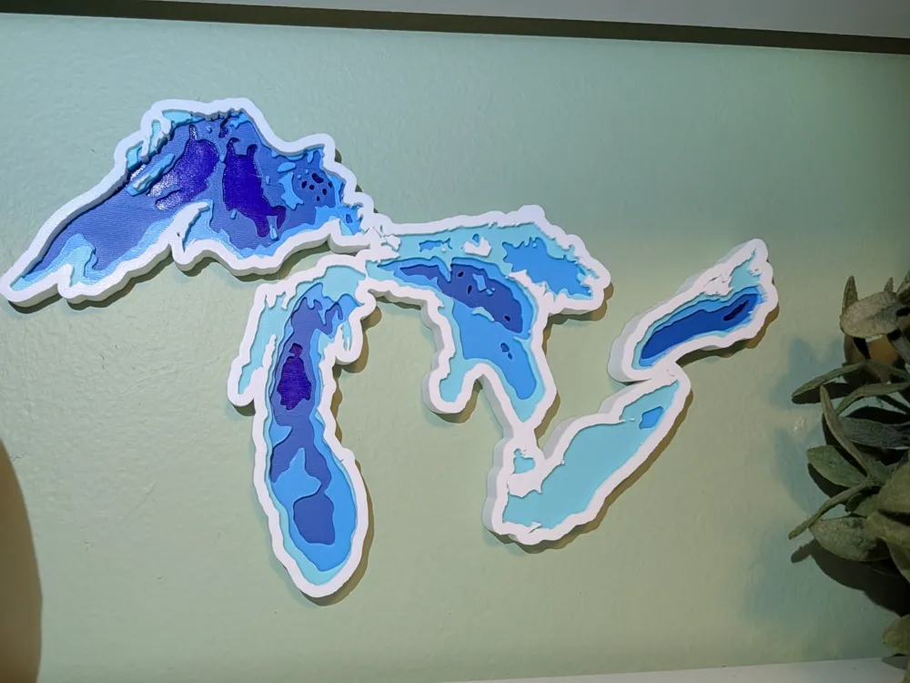 Great Lakes Depth Map by RedMuseDesigns MakerWorld: Download Free 3D Models