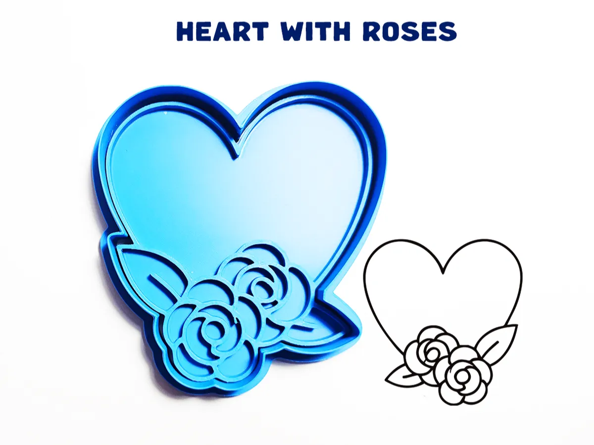 Heart with Roses Cookie Cutter / Stamp - Free 3D Print Model - MakerWorld