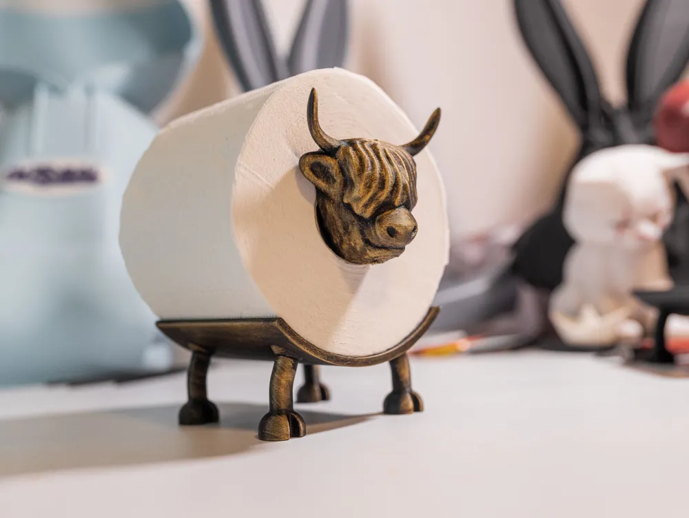 Stylish Highland Cow - Toilet paper holder - Free 3D Print Model ...