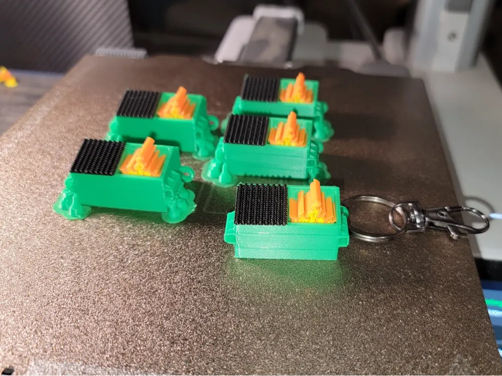 Dumpster Fire Keychain by angrysquirrel MakerWorld: Download Free 3D Models