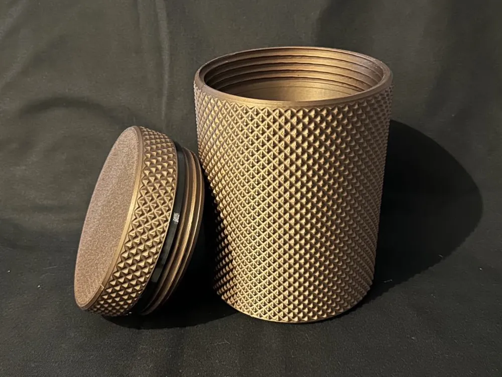 Large Rugged Knurled Coffee Vault With TPU Seal - Free 3D Print Model ...