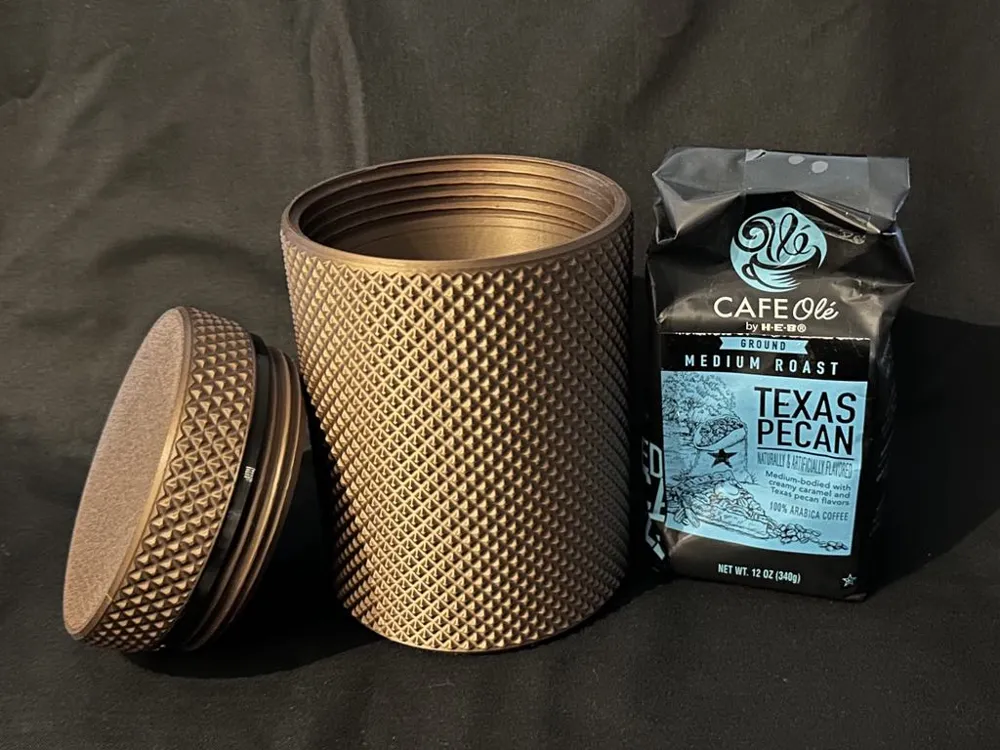 Large Rugged Knurled Coffee Vault With TPU Seal - Free 3D Print Model ...