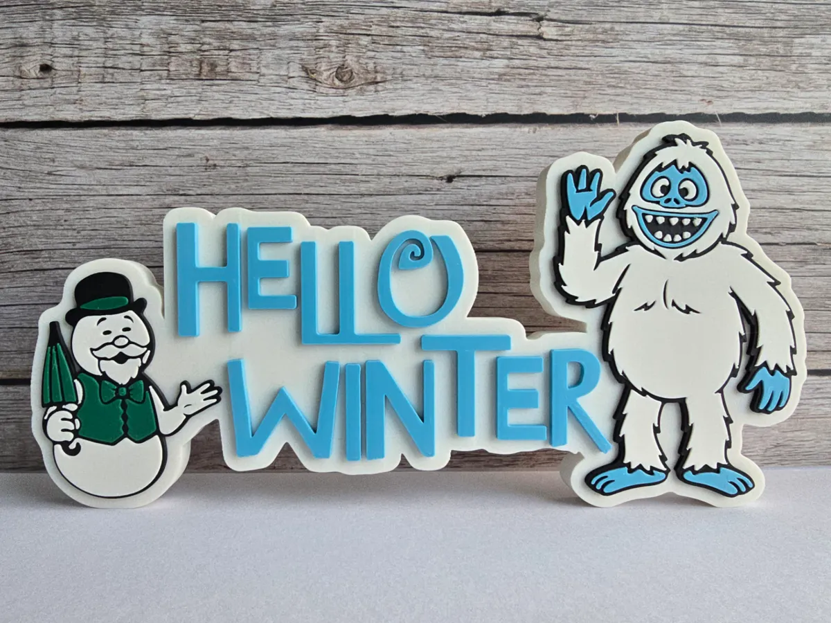 Hello Winter Sign (Rudolph Edition) - Free 3D Print Model - MakerWorld