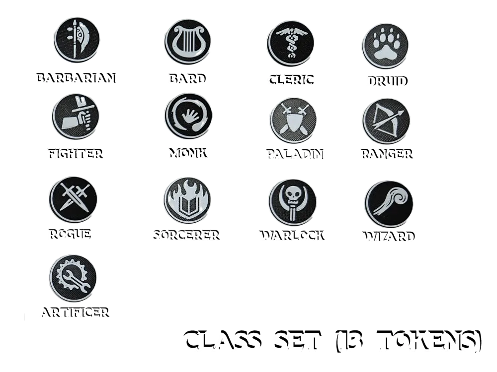 Dnd Class tokens, perfect for a quick dnd setup by Pete_N - MakerWorld