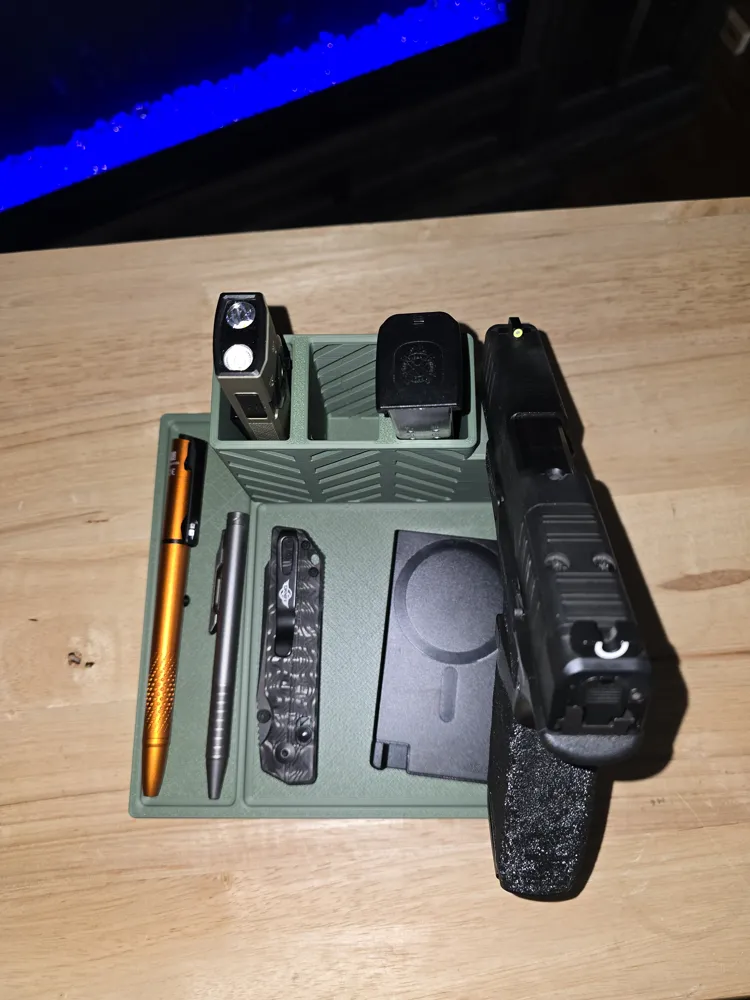 EDC Tray with Pistol Holder - Free 3D Print Model - MakerWorld