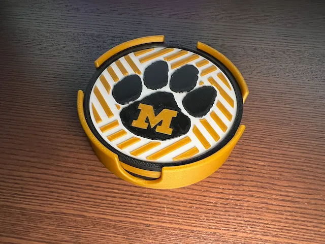 Mizzou Tigers Pawprint Logo Coaster with Stylish Caddy by dcv designs ...