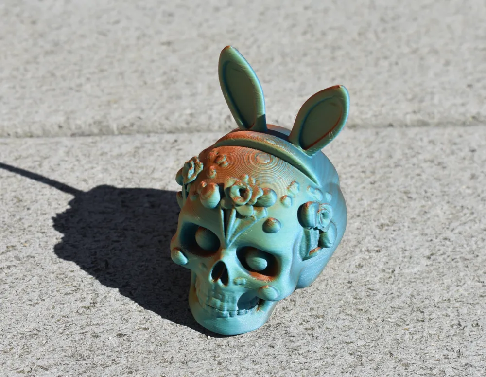 Spring Skull with Bunny Ears by user_2267117002 - MakerWorld