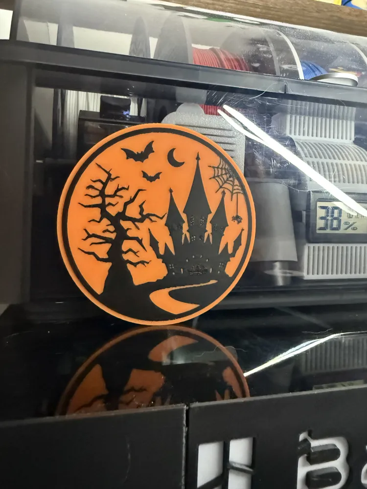 HALLOWEEN HAUNTED HOUSE COASTER - Free 3D Print Model - MakerWorld