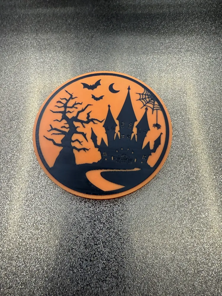 HALLOWEEN HAUNTED HOUSE COASTER - Free 3D Print Model - MakerWorld