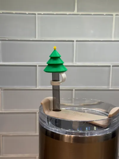 Christmas Tree Stanley Straw Topper - Free 3D Print Model - MakerWorld