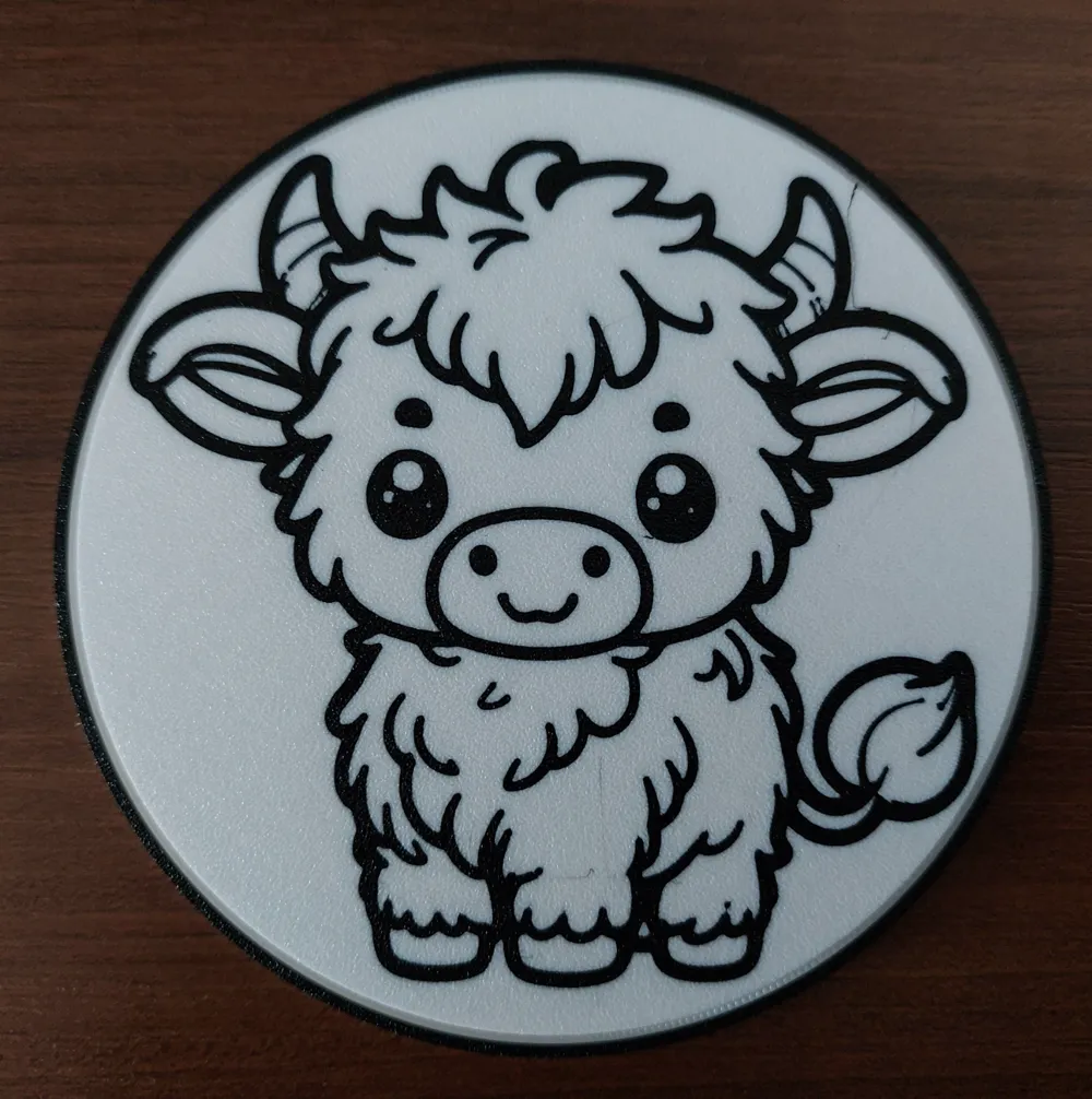 Highland cow coaster by CustomCreations - MakerWorld