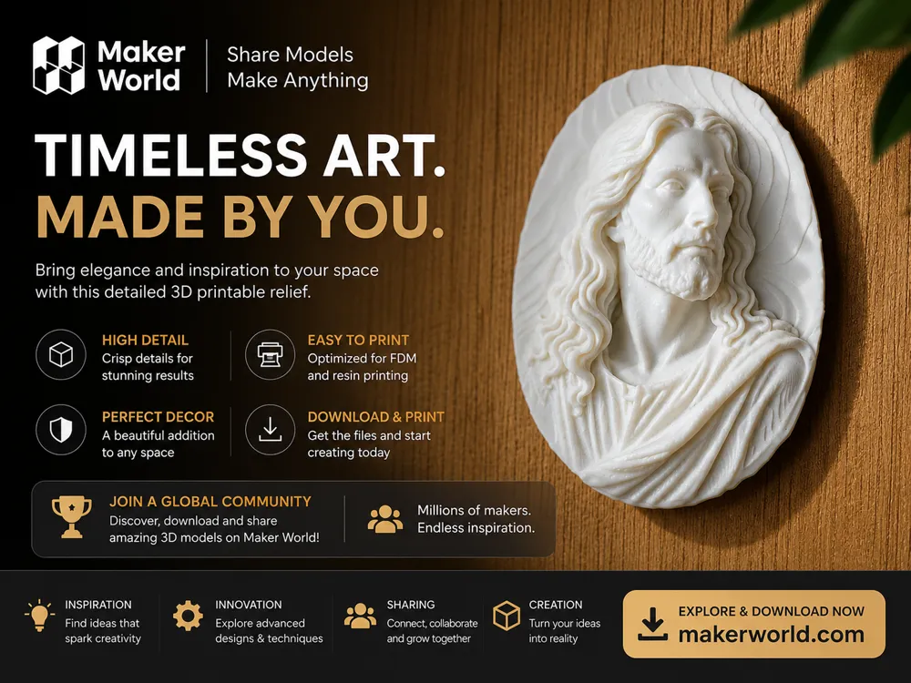 Jesus wall art - Free 3D Print Model - MakerWorld