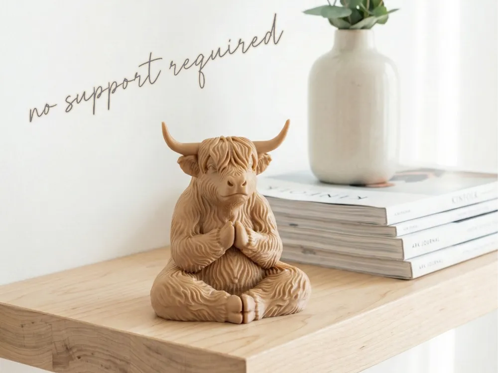 Meditating Highland Cow - Yoga Zen Lotus Pose - Free 3D Print Model ...
