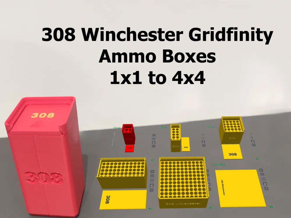 308 Winchester Gridfinity Ammo Boxes 1x1 to 4x4 - Free 3D Print Model ...