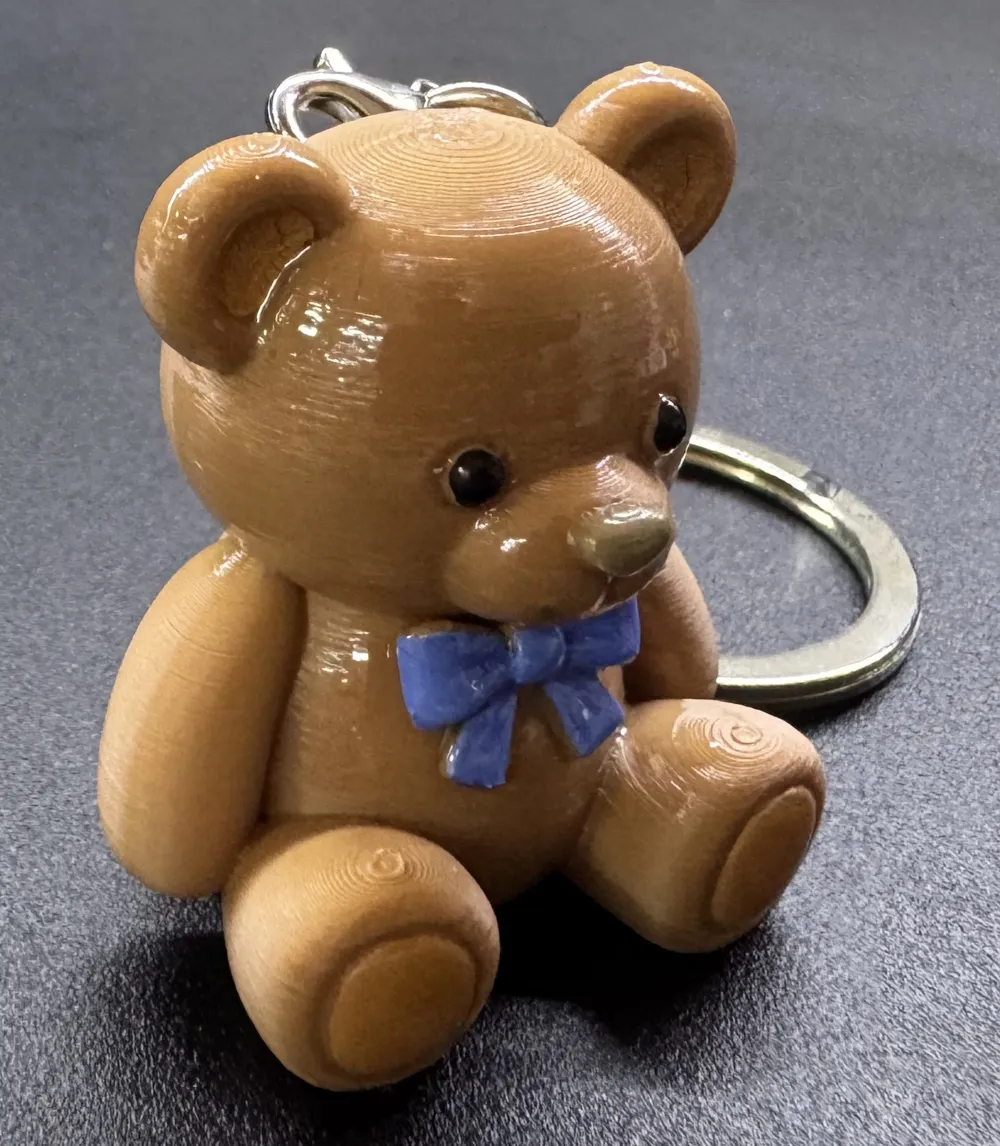 Chubby Kawaii Ribbon Teddy Bear Keychain - Free 3D Print Model - MakerWorld